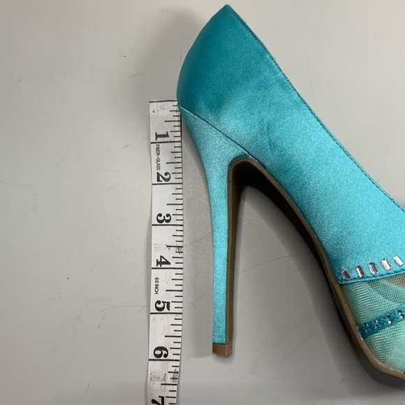 Zigi Soho | Shoes | Zigi Soho Turquoise Satin With Rhinestone Embellished Peep Toe Heels Size 7 ...